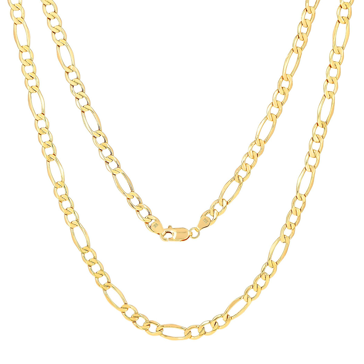 Nuragold 10k Yellow Gold 5.5mm Figaro Chain Link Pendant Necklace, Mens Womens Jewelry 16" 18" 20" 22" 24" 26" 28" 30"