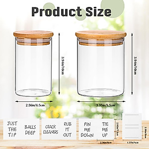 Fixwal 4 Pack Qtip Holder Glass Dispenser, Apothecary Jars with Bamboo Lids and Labels for Bathroom Storage Organizer (10&12oz)