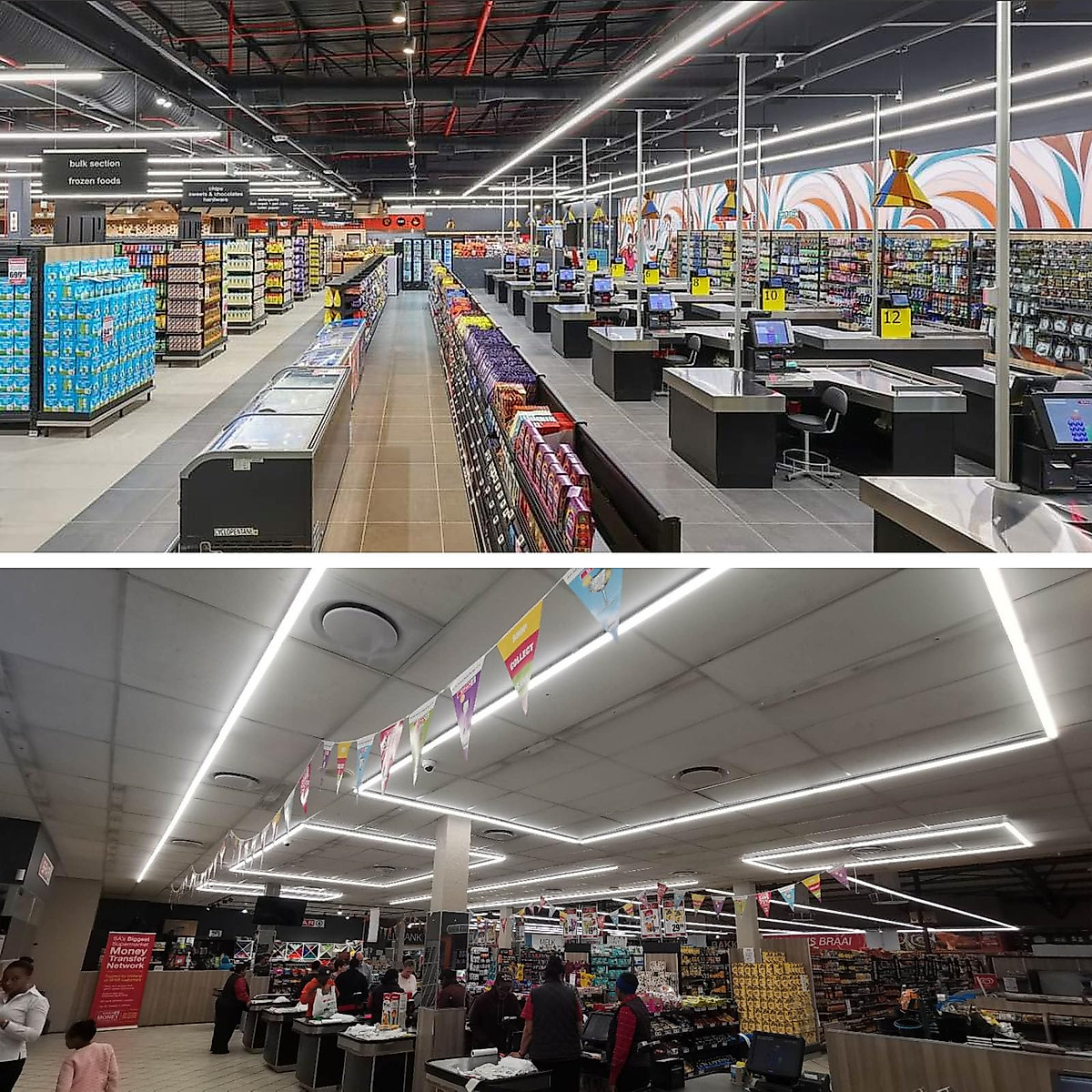 LAYOND 4 Pack Seamless Linkable LED Tube Light, 4FT 24W 3400lm (142lm/W) LED Linear Light, Flicker-Free 1.2m CCT4000K LED Shop Light for Retail, Supermarket, Office, Clothing Store