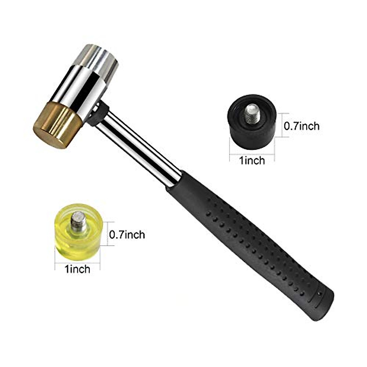 Marketty Gunsmithing Hammer with 4 Tips,Interchangeable Tool 25mm Dual Head Nylon Rubber Hammer
