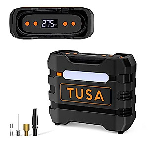 TUSA Tire Inflator Portable Air Compressor for Car - Air Pump Works continuously for up to 30 Minutes (up to 150 PSI with Emergency LED Light)