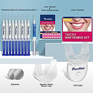 Teeth Whitening Kit with LED Light, 10X Teeth Whitening Gels, 2X Silicone Mouth Trays, Whiten Effectively in 15 Minutes Without Sensitivity, 1-9 Shades Whiter in 1-2 Weeks, 2-3X Faster Than Strips