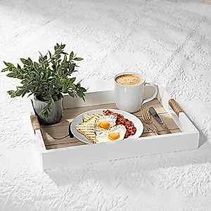 Rustic Serving Tray with Cut Out Handles, Decorative Wooden Tray, Tray Decor, Tray for Ottoman Coffee Table, Decorative Tray, Coffee Table Tray, Moudja Wooden Tray 16.53 x 12.20