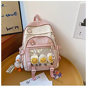 HOKMAH Aesthetic Cute Back To School Travel Backpacks, Bookbag Boys Girls Backpack, Fashion School College Students Backpack Durable (Pink)