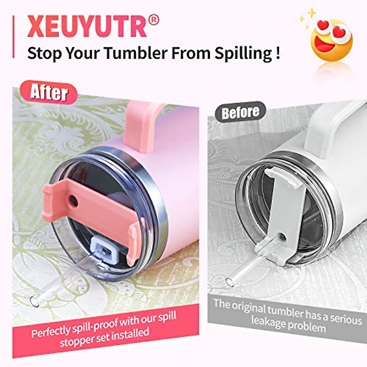 4 Pack Silicone Spill Stopper Set for Stanley Tumbler, Compatible with Stanley 40oz Tumbler with Handle, Leak Stopper for Stanley 30oz Tumbler with Handle, for Stanley Cup Accessories (White)…