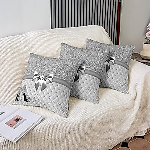 Glitter Diamond Reversible Throw Pillow Covers Pastel Grey Square Cushion Covers Set of 1 for Kids High Heels Pillow Covers Home Decor Dreamy 18 x 18-Inch
