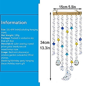 Crystal Moon Star Prism Suncatcher Rainbow Maker Pendant Window Garden Hanging Decoration Ornament Crystal Wind Chimes