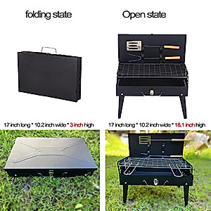 Advanced Portable Charcoal Grill Outdoor Folding Barbecue Grill Comes with BBQ Toolbox Grill Barbecue Grill Stall