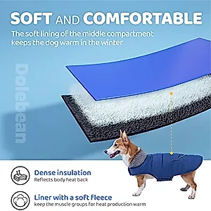 Dog Coat Winter Snow Jacket Cold Weather Warm Clothes Waterproof Windproof Vest for Medium Large Small Dogs Adjustable Blue S