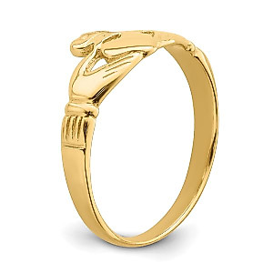 14K Yellow Gold Irish Heart Love Claddagh Ring Size 3