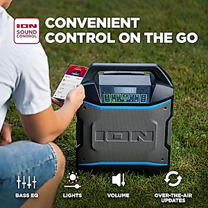 ION Block Rocker - Portable Bluetooth Outdoor Party Speaker with Karaoke Microphone, Battery, 4 Speakers, Radio, USB Port, App, Water-Resistant, 120W