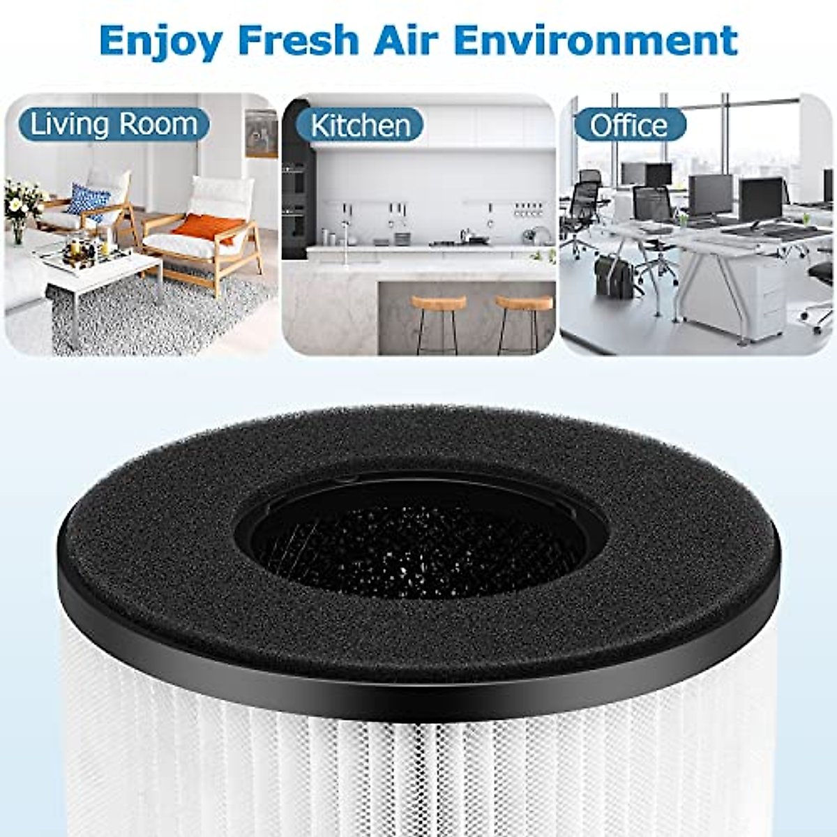 2-Pack BS-03 True HEPA Replacement Filter for PARTU & Slevoo BS-03 Air Purifier Part U & Part X, with 3-in-1 HEPA Air Filters（Not fit BS-01）