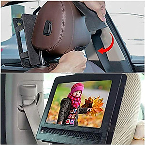 Portable Car DVD Player Headrest Mount Holder, 9-9.5inch Swivel and Flip Car DVD Holder Case Strap DVD Player Mount