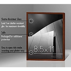 Americanflat 8.5x11 Picture Frame in Mahogany - Thin Border Photo Frame with Shatter Resistant Glass - Horizontal and Vertical Formats for Wall and Tabletop