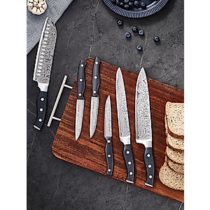 Knife Block Set, AMEGAT Knife Set with Advanced Self-Sharpening Technology, 14-Piece Waved Texture Kitchen Knife Set, Stainless Steel Knife Set with Block, Razor-Sharp Knives and Full Tang Handle