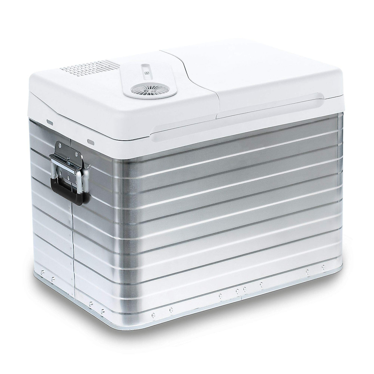 Mobicool MQ40A Portable Thermoelectric Cooling Cooler with Classic Aluminum Trunk Look, 53 Can Capacity, Cool Down to 30°F Below Ambient Temperature