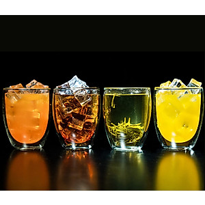 LEMONSODA Double Wall Large Glass Coffee Mugs Cups (12oz 350ml) Insulated Thermal Mugs Glasses For Tea, Coffee, Latte, Cappucino, Cafe, Milk | Hot and Cold beverages | Set of 4