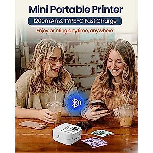 memolife M02L Mini Inkless Sticker Printer - Inkless Printer for iOS & Android, Bluetooth Printer with 1 Roll Non-Adhesive Paper, Mini Pocket Printer for DIY Creation, Study Notes, Mini Photo Printer