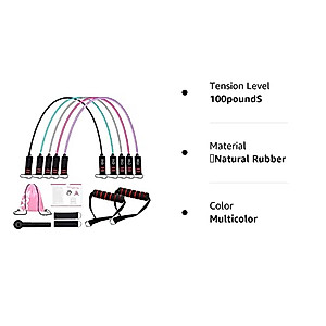 Exercise Resistance Bands Set for Women, Home Gym Fitness Workout Bands 11PCS with Fitness Tubes, Foam Handles, Ankle Straps, Door Anchor, Carrying Pouch for Yoga, Physical Therapy, Up to 100 lbs