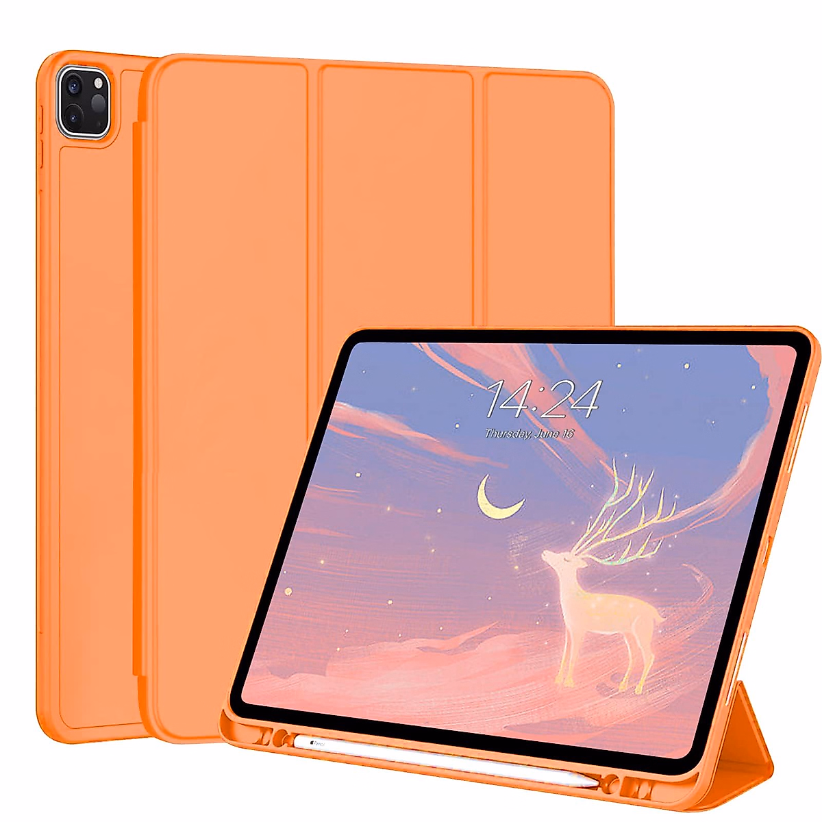 FS FANSONG Case for iPad Pro 12.9 Inch Case 2022/2021/2020/2018(6th/5th/4th/3rd Gen) with Pencil Holder Support Touch ID Trifold Stand Smart Cover