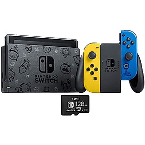Nintendo Switch Wildcat Bundle - Holiday Family Set Fort nite Special Edition 32GB Console - Yellow and Blue Joy-Con - 6.2" Touchscreen LCD, 2000 V Bucks, TWE 128GB Micro SD Card (Renewed)
