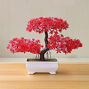 C-LARSS Artificial Bonsai Nice-Looking Lightweight Pretty Simulated Bonsai for Office Red