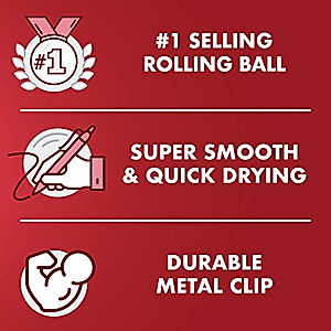 PILOT Precise V5 Stick Liquid Ink Rolling Ball Stick Pens, Extra Fine Point (0.5mm) Red Ink, 12-Pack (35336)