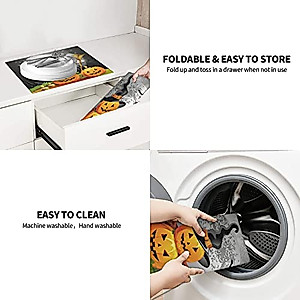 Halloween Pumpkins Printed Drying Mat For Kitchen Ultra Absorbent Microfiber Dishes Drainer Mats Non-Slip Silicone Quick Dry Pad - 18 X 16inch