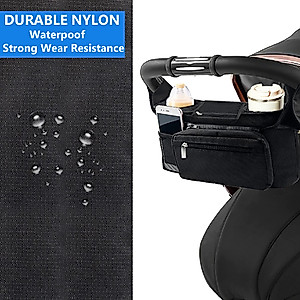 Big Hippo Stroller Organizer With Cup Holders,Durable Baby Stroller Bag with Bonus 2 Pack Stroller Hooks,Detachable Phone Bag & Shoulder Strap,Fits for Stroller like Uppababy,Baby Jogger