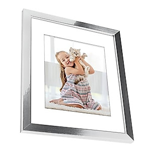 Americanflat 11x14 Picture Frame with Polished Crystal-Clear Glass - Use as 8x10 Frame with Mat or 11x14 Frame Without Mat - Signature Collection - Photo Frame for Wall Display - Silver