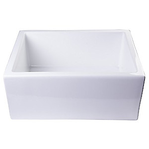 ALFI brand AB2418SB-W Smooth Thick Wall Fireclay Single Bowl Farm Sink, 24", White