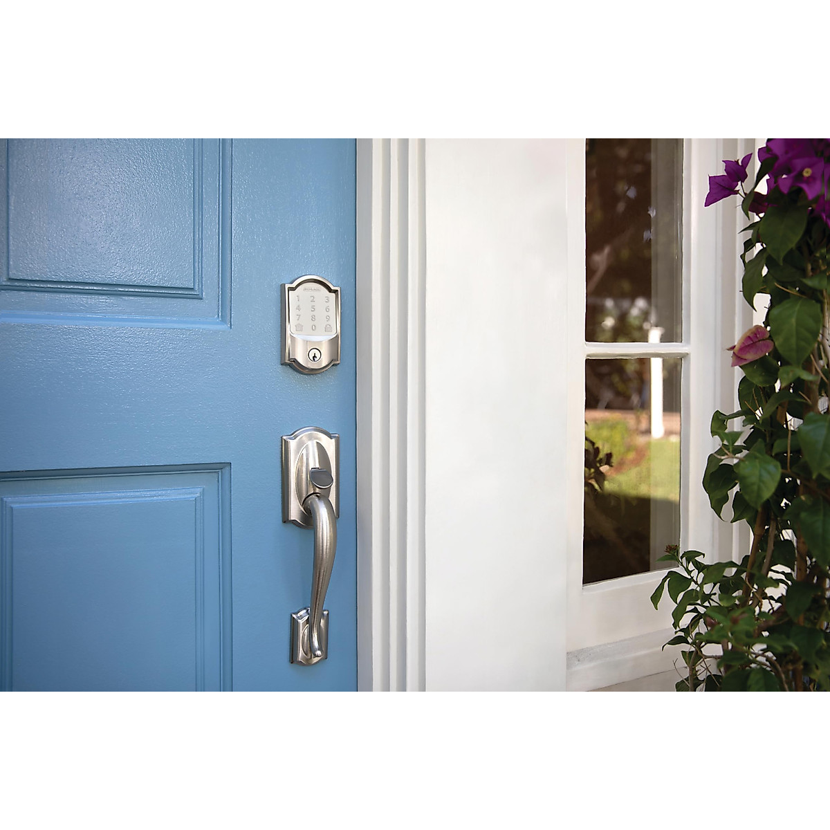 Schlage Encode Smart Wi-Fi Deadbolt with Camelot Trim in Satin Nickel
