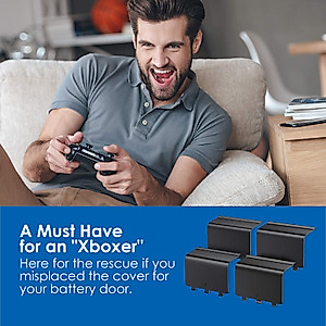 4 Pack Battery Back Cover for Xbox One/One S/One X Controller [NOT for Xbox Series X/S], Avorast Replacement Battery Back Shell Covers Compatible with Xbox One, One S, One X Controllers (Black)
