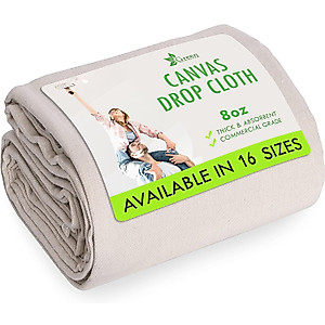 All Purpose Canvas Drop Cloth - Canvas Tarp, Canvas Fabric Drop Cloth Curtains, Drop Cloth for Painting, Floor & Furniture Protection, Painters Drop Cloth, Paint Drop Cloth (Canvas Sheet 9x12) Cream