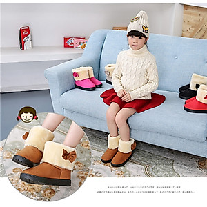 DADAWEN Baby's Girl's Toddler Fashion Cute Bowknot Fur Lining Princess Warm Snow Boots Brown US Size 3 M Little Kid
