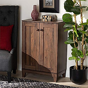 Baxton Studio Nissa Walnut Brown Finished Wood 2-Door Shoe Storage Cabinet