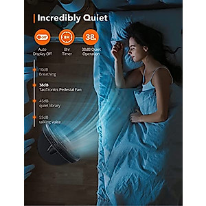 Standing Pedestal Fan, Floor Fan For Home/Bedroom With Remote Control & Touch-Screen, PATENT Wind Changing With Temp, Oscillating Standing Multi-Functional Fan, Ultra Quiet, 9 Speeds & Turbo