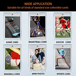 Taie Hyung 10 Count Magnetic Card Holder Case 35pt, One Touch Baseball Card Holders with 5 Stands, Clear Acrylic Card Protector Hard Plastic for Trading Cards Sport Cards Top Loaders