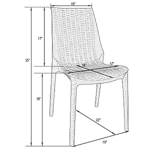LeisureMod Kent Modern Outdoor Stackable Dining Chair Set of 4, Grey