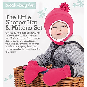 Brook + Bay Toddler Hat & Glove Set - Toddler Mittens & Winter Hat - Baby Fleece Hat for Infant Kids Set 2-3 years old - Pink