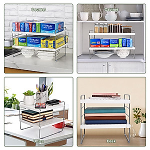 Pantry Organization and Storage for Kitchen - Expandable Kitchen Wrap Box Organizer Rack, Foil Organizer for Cabinet & Counter, Height & Width Adjustable Cupboard Storage Rack - (3 Tier 9.8 to 15.6"L)