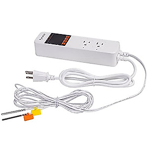 Pymeter Dual Probe Plug in Temperature Controller Heat Mat Thermostat Reptile Temp Controlled Outlet for Terrarium, Aquarium, Brewing, Seedling, Germination and Greenhouse