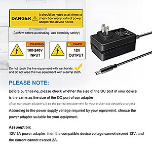12V AC Adapter for Spectra Electric Breast Pump, Spectra S1, S2, SPS100, SPS200, 9 Plus, Baby Double Electric Breast Pump Replacement Power Cord Charger