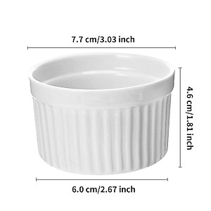 12 PACK 4 oz Ramekins, Porcelain Ramekin bowls, Oven Safe Classic Ramekins for Baking Souffle Creme Brulee