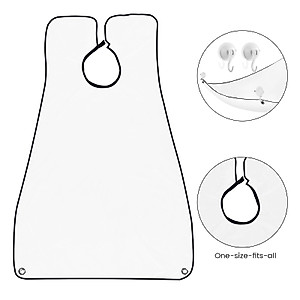 Beard Bib, Men Beard Trimming & Shaving Apron Cape Smock Catcher- Gift For Husband Father (White)