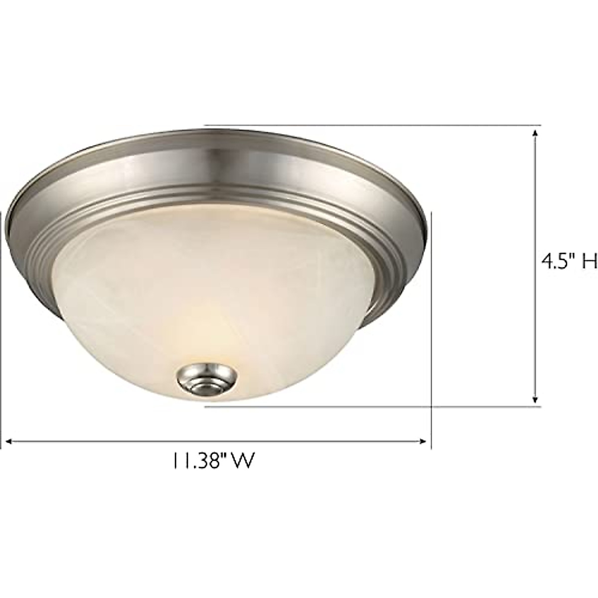 Design House 587527 Traditional 2-Light Indoor Dimmable Ceiling Light with Alabaster Glass for Bedroom Hallway Kitchen Dining Room, Satin Nickel 11-Inch, 2 Count (Pack of 1)