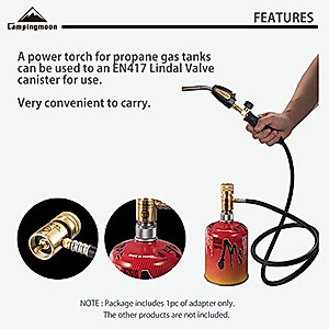 CAMPINGMOON Camping Grill Propane Gas Stove Adapter, Input: EN417 Lindal Valve Canister, Output: Propane Gas Stove Z20