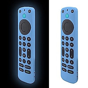 Glow Cover Replacement for Amazon Alexa Voice Remote Pro 2022, Silicone Case Skin Gloove with Lanyard, Blue
