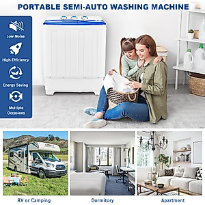 Avocahom Portable Washing Machine, 26/28Lbs Capacity Twin Tub Washer and Dryer Combo, Mini Compact Laundry Machine w/Control Knobs, Built-in Drain Dump & Timer Control, for Home/RV/Dorm/Apartment