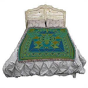 Pure Country Weavers Frank Lloyd Wright Imperial Peacock Blanket - Mission Prairie School Style - Gift Tapestry Throw Woven from Cotton - Made in The USA (72x54)